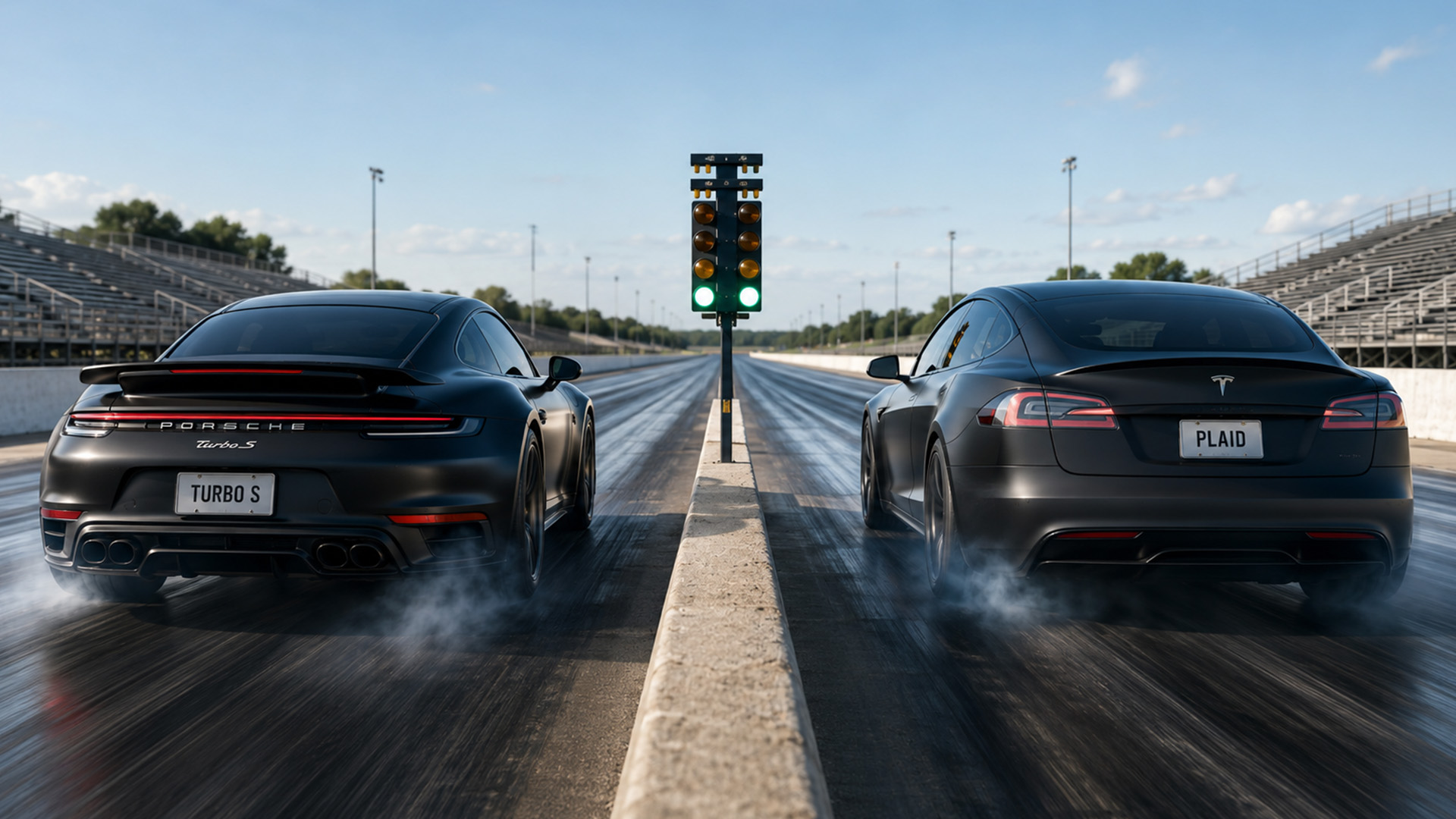 Tesla Plaid takes on 1000HP Porsche Turbo S drag race