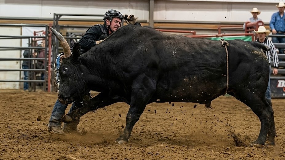 He took a bull horn to the face - then hit the ground like a ragdoll