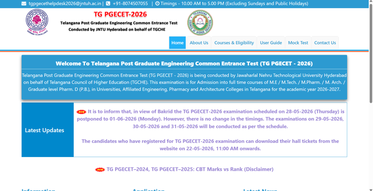 TG PGECET 2026 exam postponed to June 1 due to Bakrid holiday; hall ...