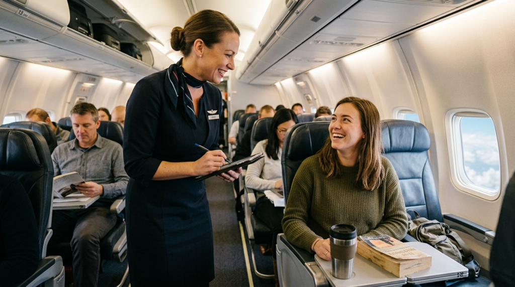 If a flight attendant says these three words, they may be flirting with you