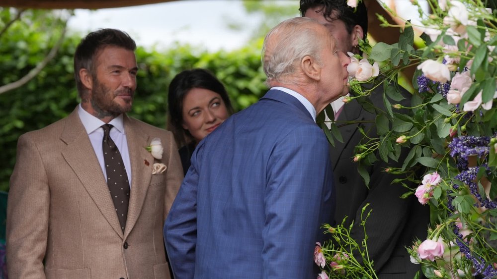 King Charles and Queen Camilla visit the Sir David Beckham rose