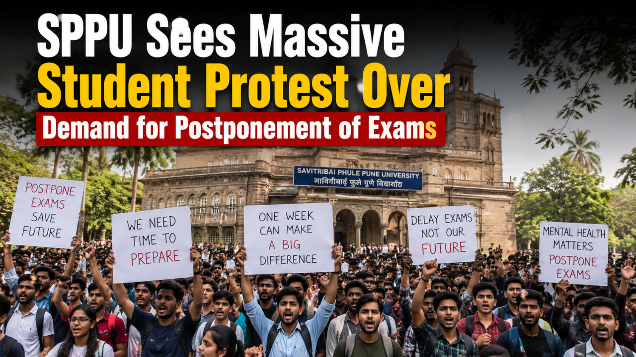 SPPU witnesses massive student protest over demand to postpone exams