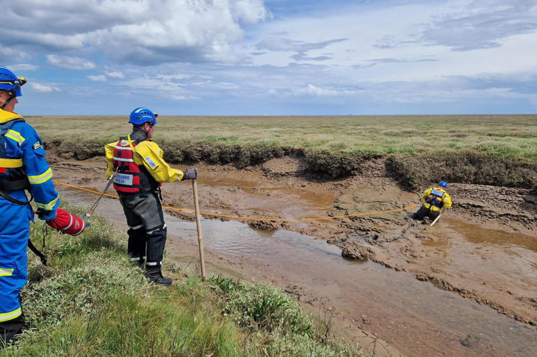 Emergency services called out to rescue man stuck in coastal mud flats ...
