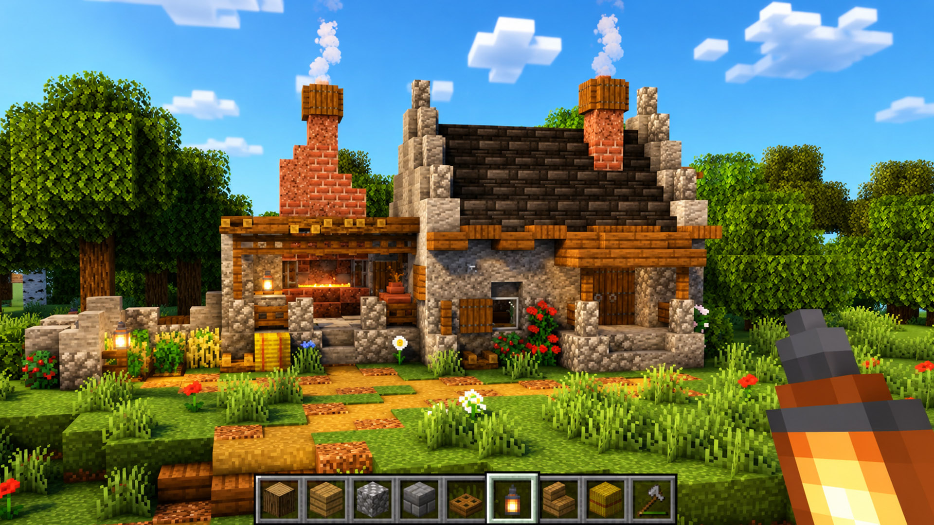 Building a blacksmith survival home with practical outdoor space