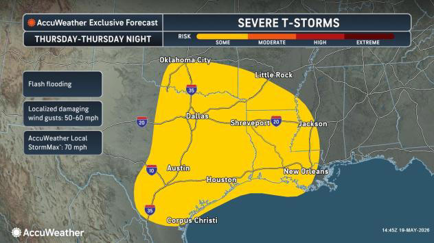 Severe storms with damaging winds to focus on central, eastern US