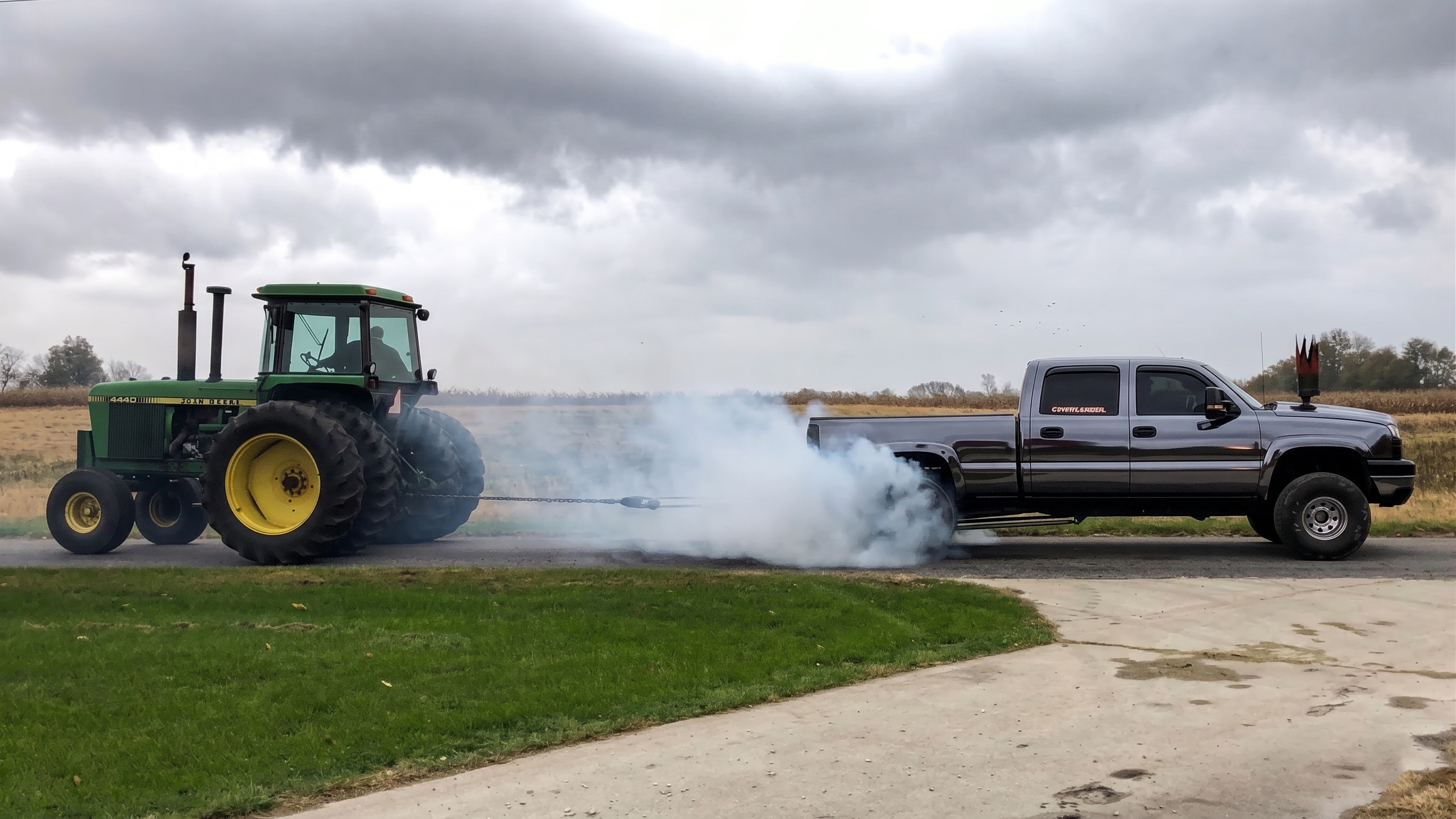 They tied a truck and a tractor together with duct tape - it became a ...