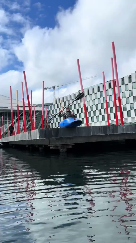 Launching my kayak off a city dock into the canal