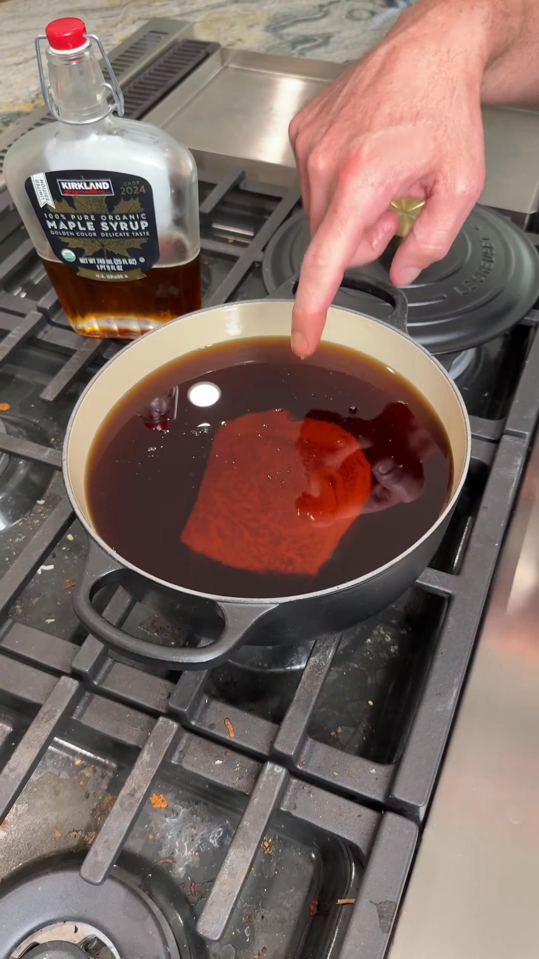 Maple ribeye cooking session