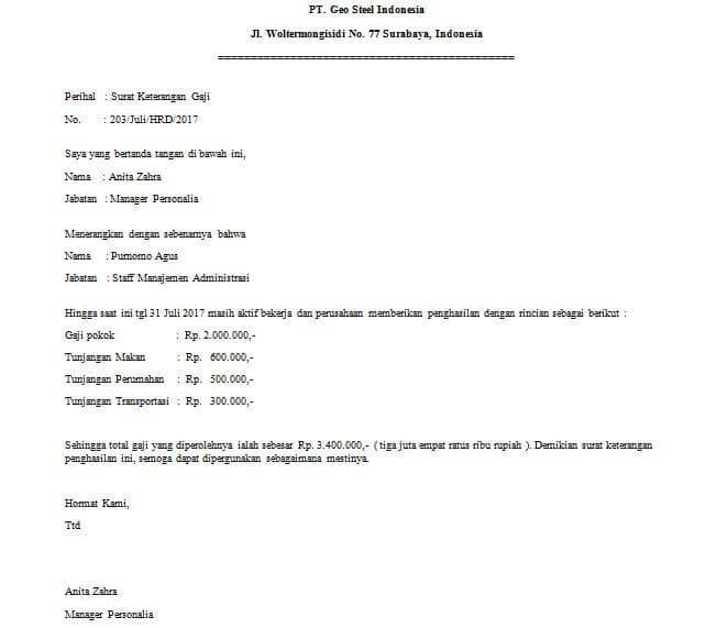 5 contoh surat keterangan penghasilan beserta cara membuatnya