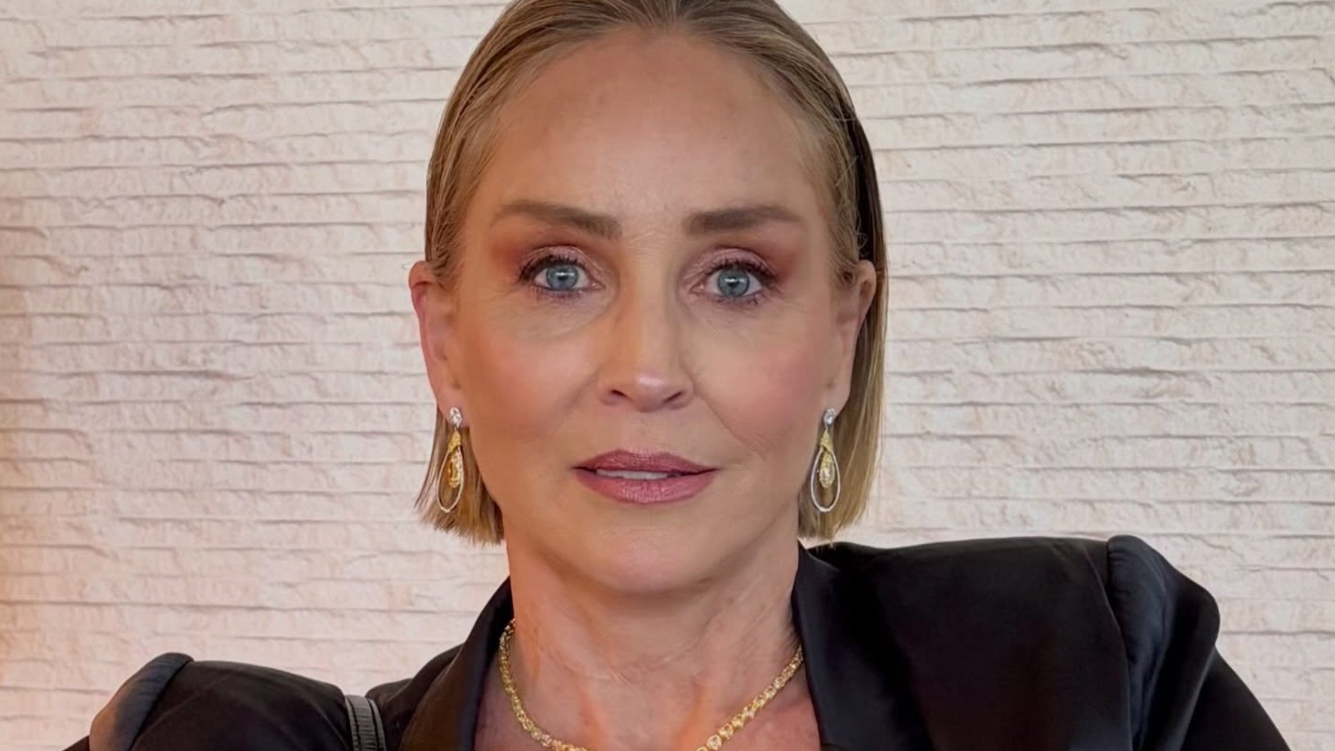 In een met kristallen geborduurde jurk straalde Sharon Stone op de rode ...