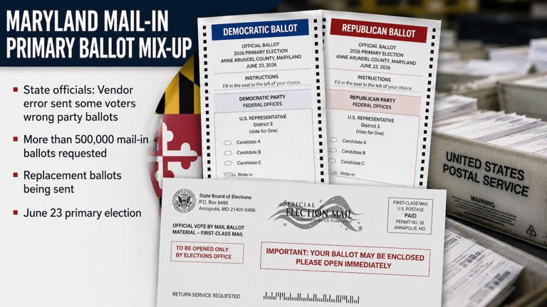 Trump calls for DOJ probe into Maryland mail-in ballot error ...