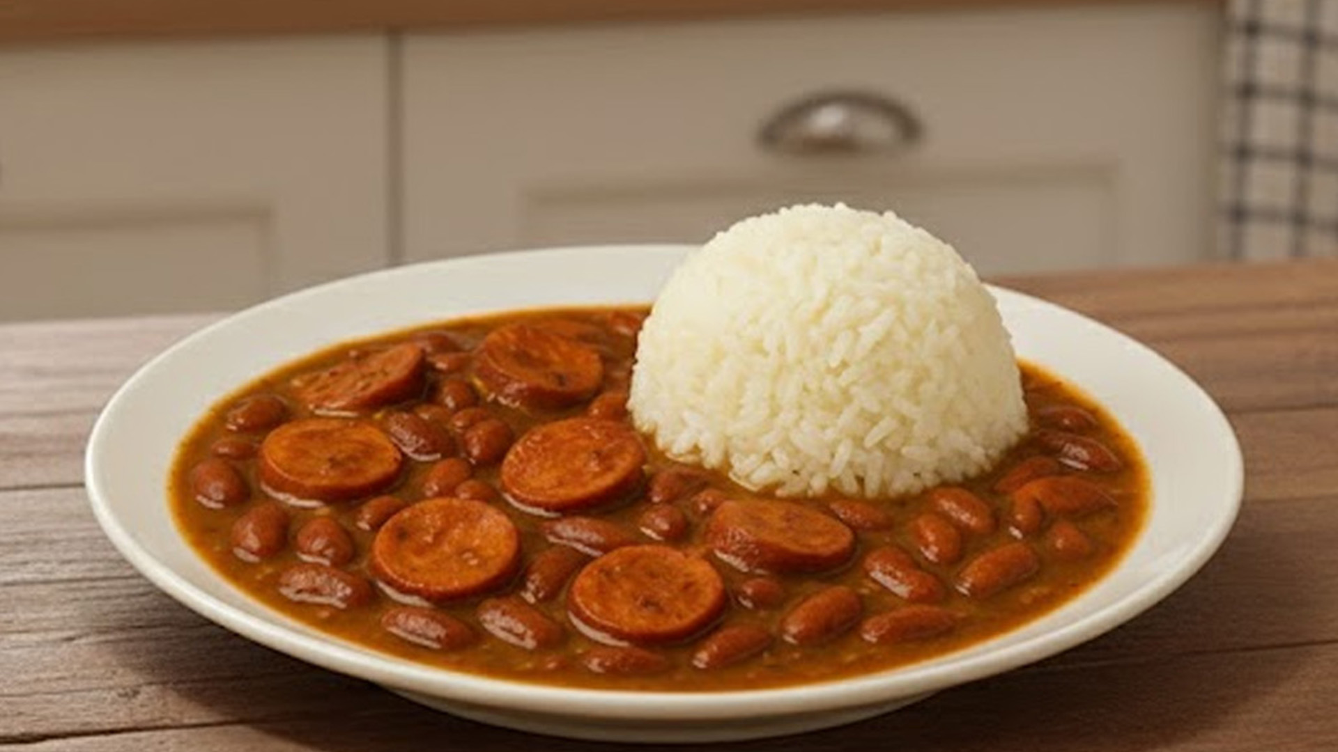 How to make sausage and beans with rice