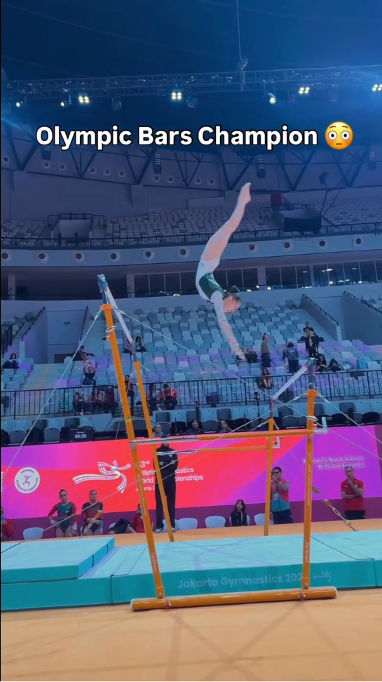 Olympic bars champion in action