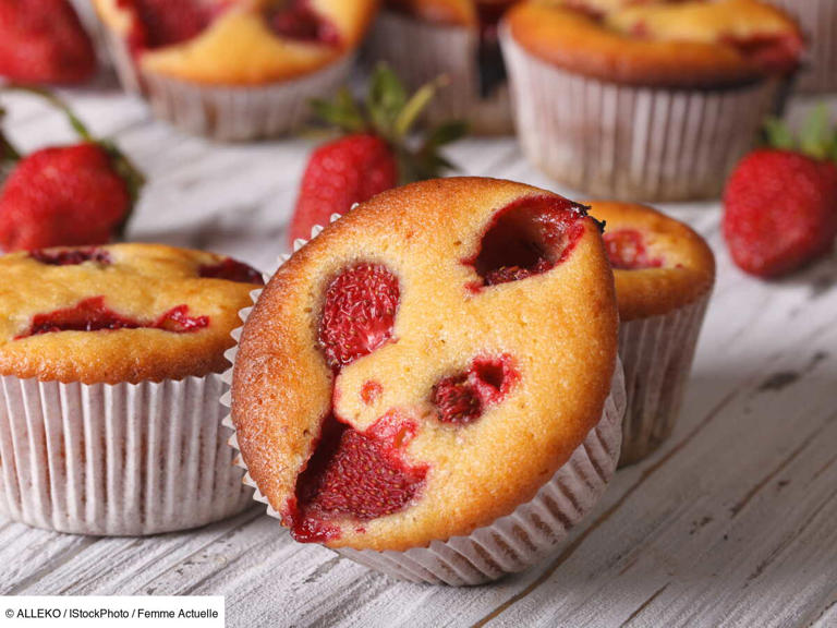 On adore les muffins à la fraise et au chocolat blanc à la fois ...