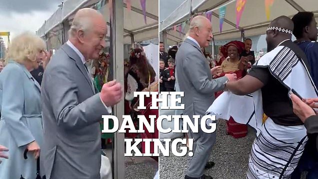 Moment the King dances with well-wishers in Belfast