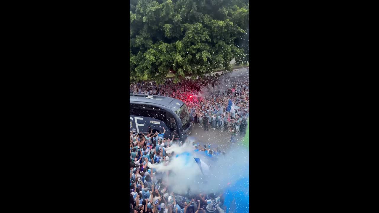 Football fans engulf streets in smoke and flares ahead of match in Spain