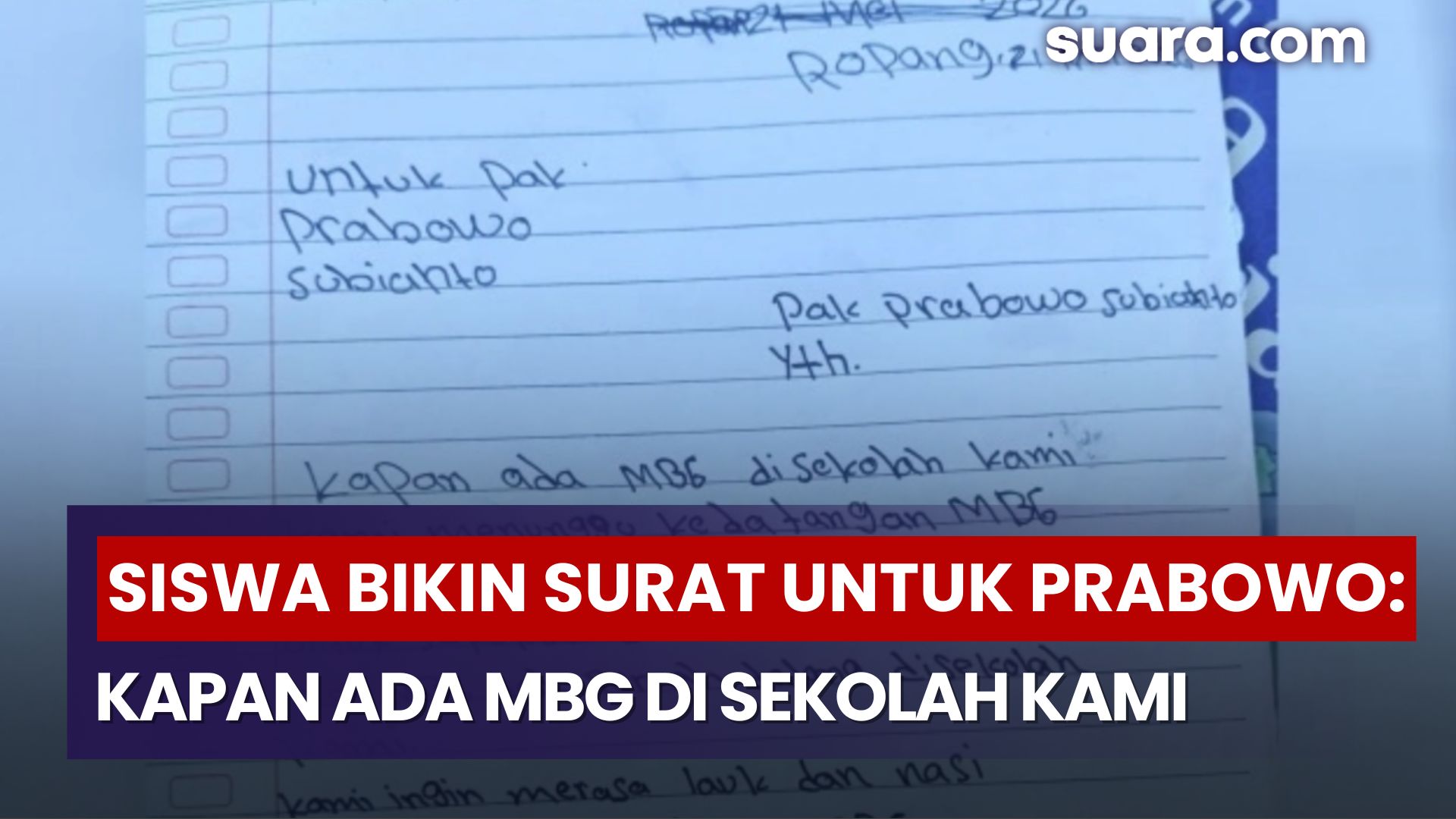 Haru, siswa SD di Sumbawa tulis surat untuk Prabowo: Kapan ada MBG di ...