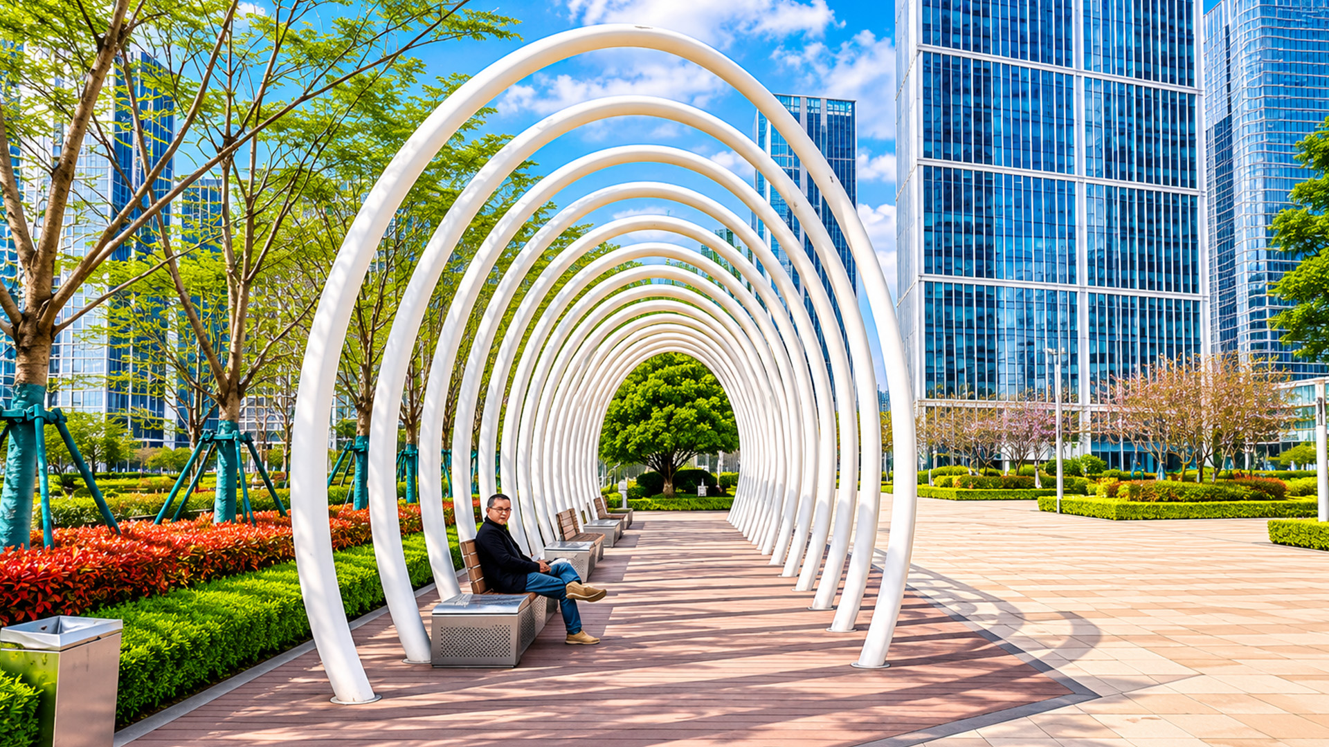 China’s modern public spaces blend nature with urban high-rise districts