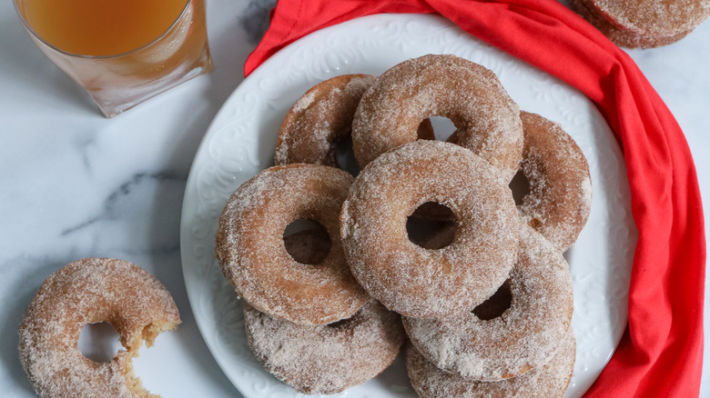 Baked and sugar-dusted apple cider donuts recipe