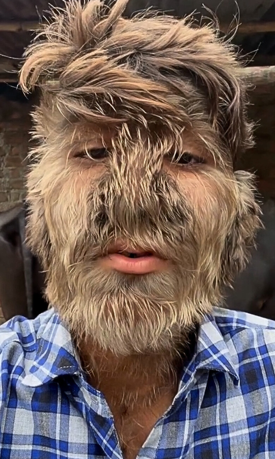 95% of his face is covered in hair