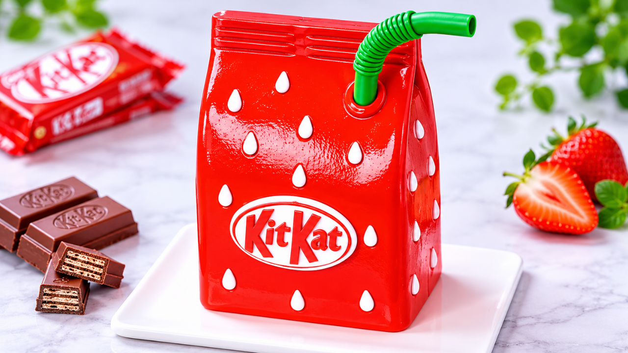 Cute strawberry milk carton cake