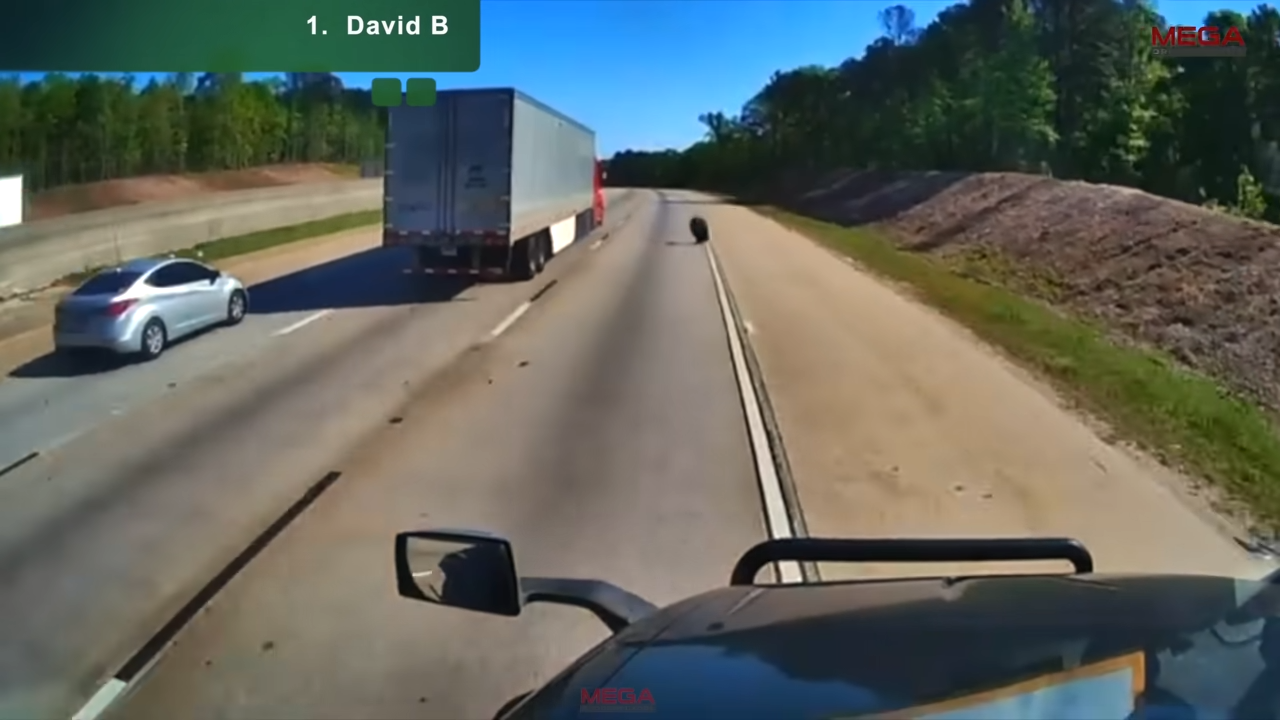The semi tire exploded - and traffic had no time to react