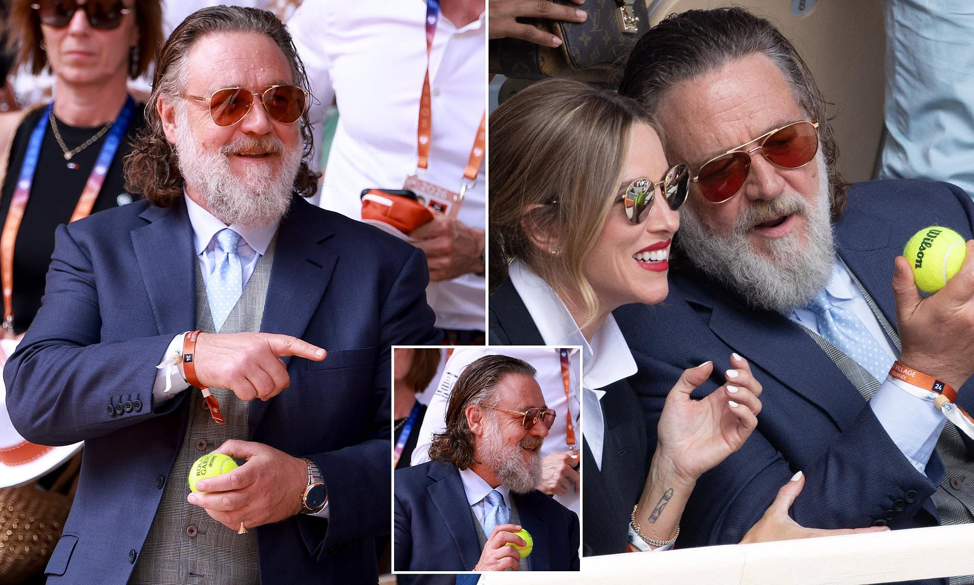 INCREDIBLE MOMENT DELIGHTED RUSSELL CROWE CATCHES STRAY BALL THAT FLEW ...