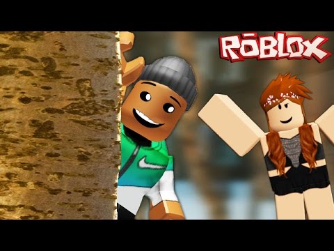 Hiding behind a tree in Roblox hide and seek