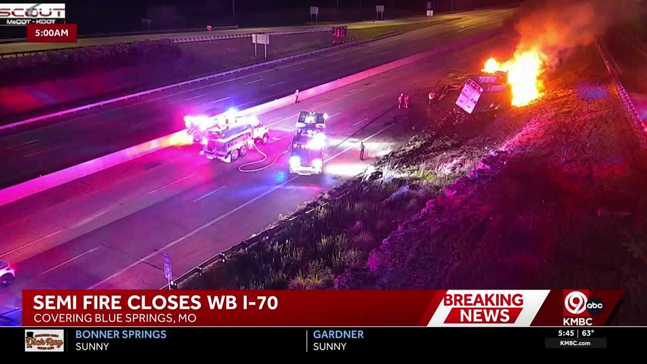 MSHP: Driver killed after semi overturns, catches fire on I-70 in Blue ...