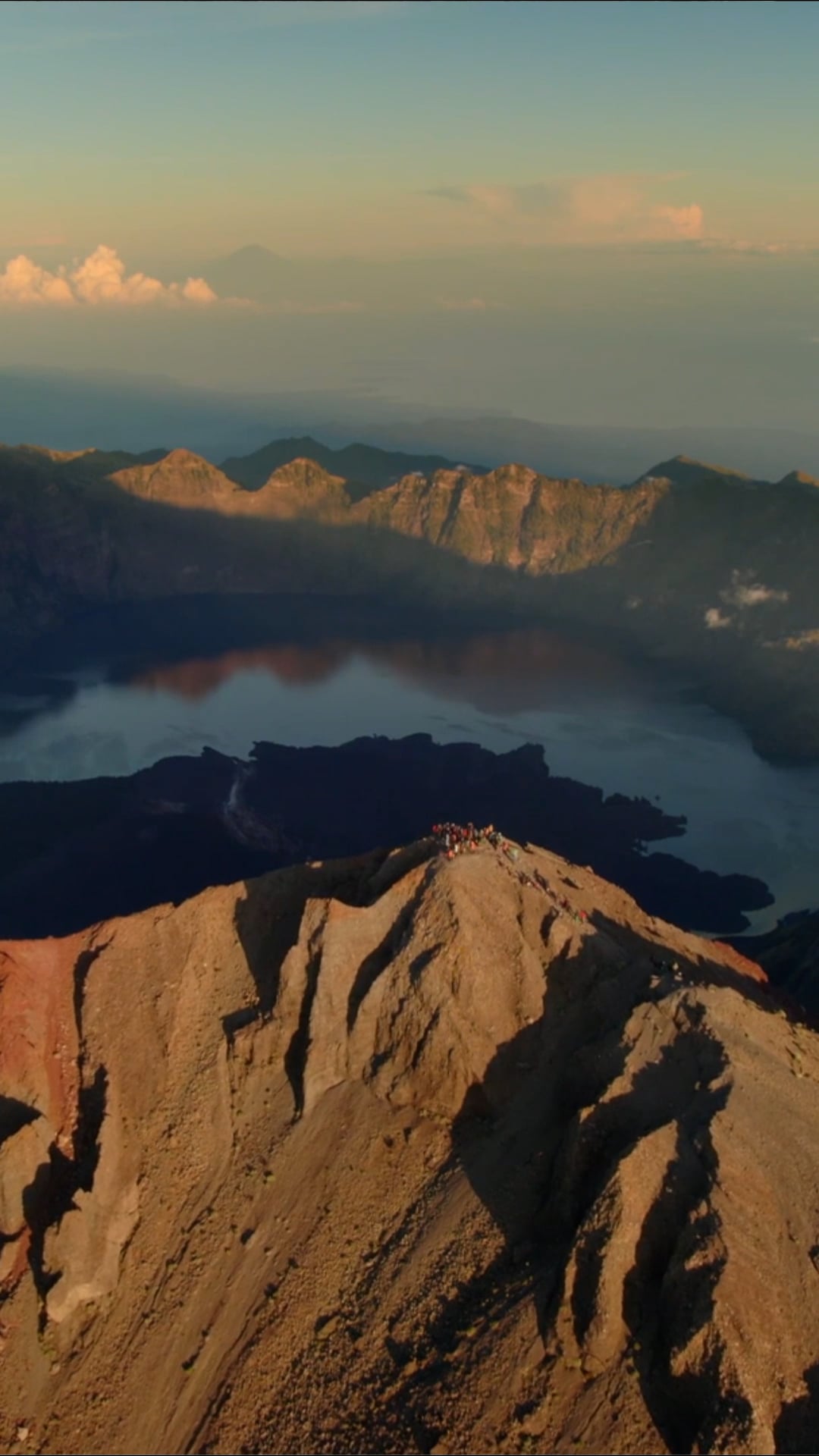 Drone flight over Mount Rinjani: Indonesia's active volcano unveiled