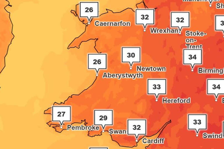 Met Office weather maps show when heatwave will end as Wales turns red hot
