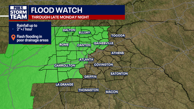 Memorial Day weather: Flash flooding possible again in North Georgia