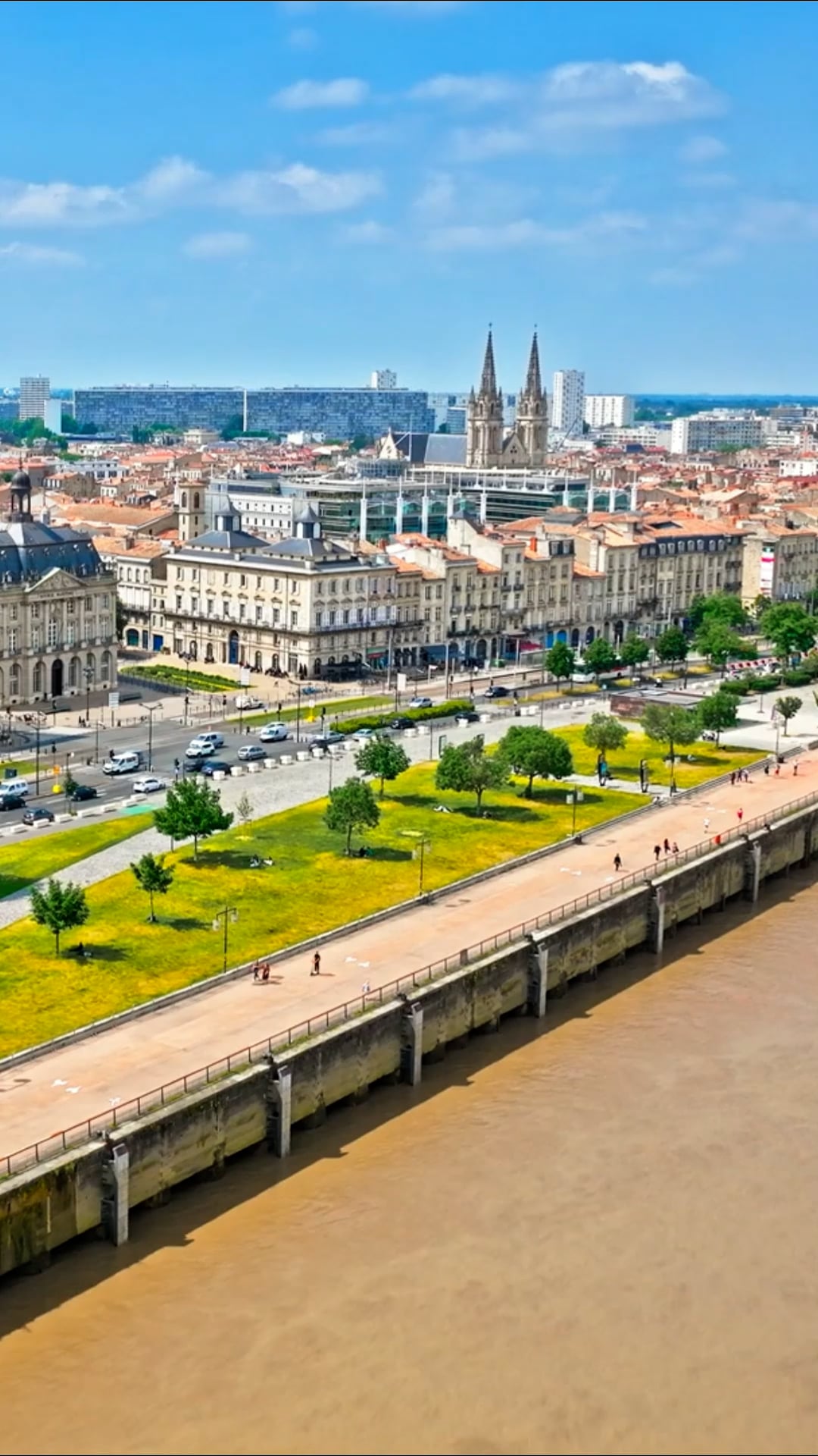 Bordeaux, France: Drone flight along the Garonne