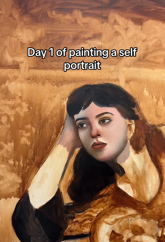 Self portrait painting process