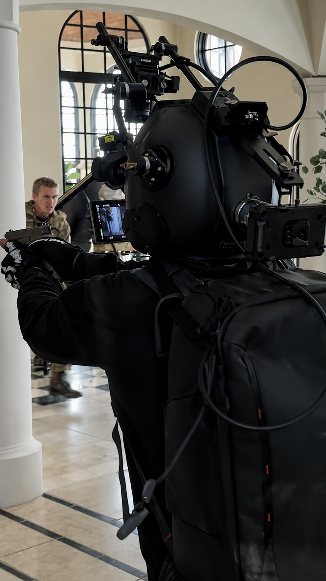 Filming a fast moving scene with a helmet camera