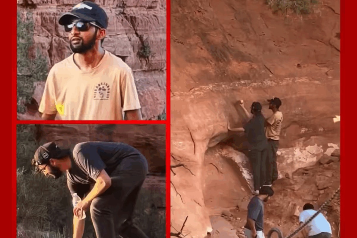 Stop labeling tourists: Video shows men defacing Cathedral Rock in US ...