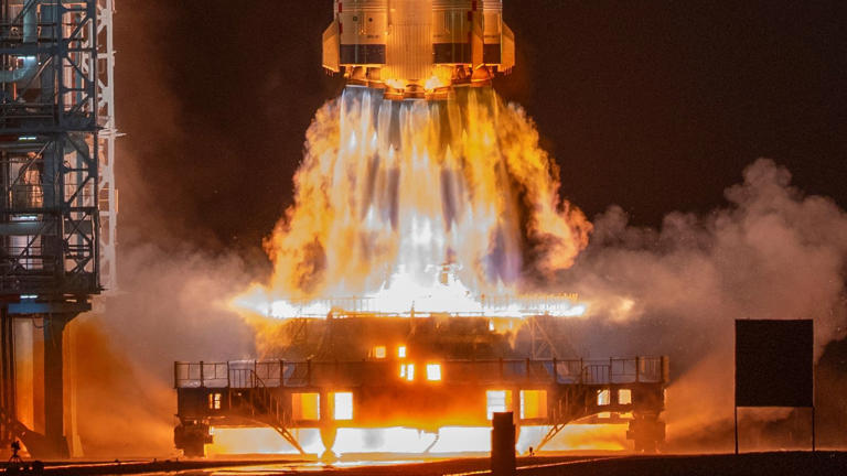 China launches astronauts into space - as lunar race intensifies