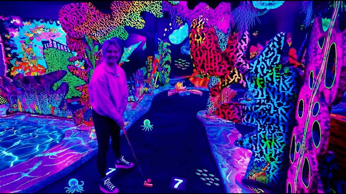 Elisha's favorite blacklight mini golf course!