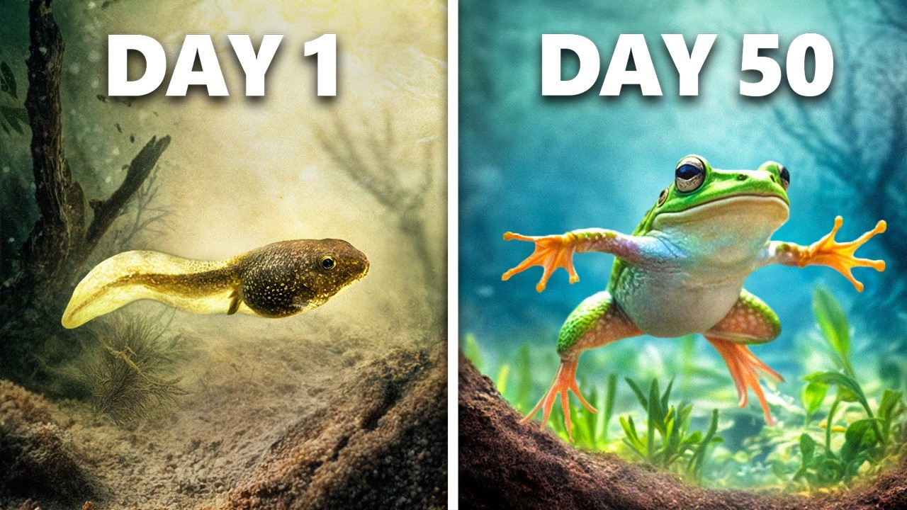 Raising tadpoles into frogs (50 day evolution)