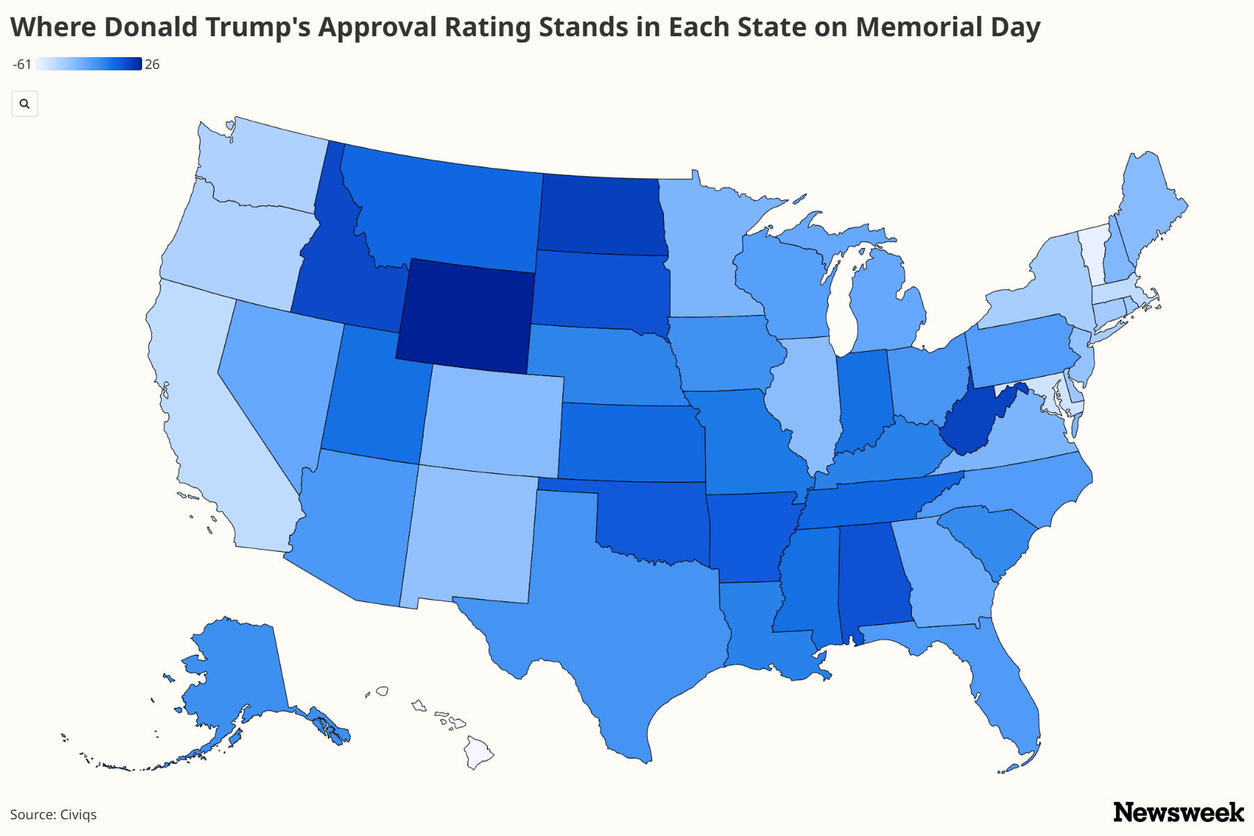 Where Donald Trump's approval rating stands in each state on Memorial Day