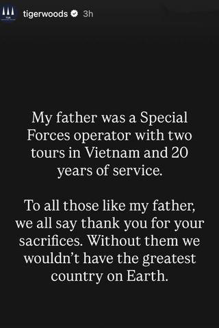 Tiger Woods returns to social media with Memorial Day post honoring his ...