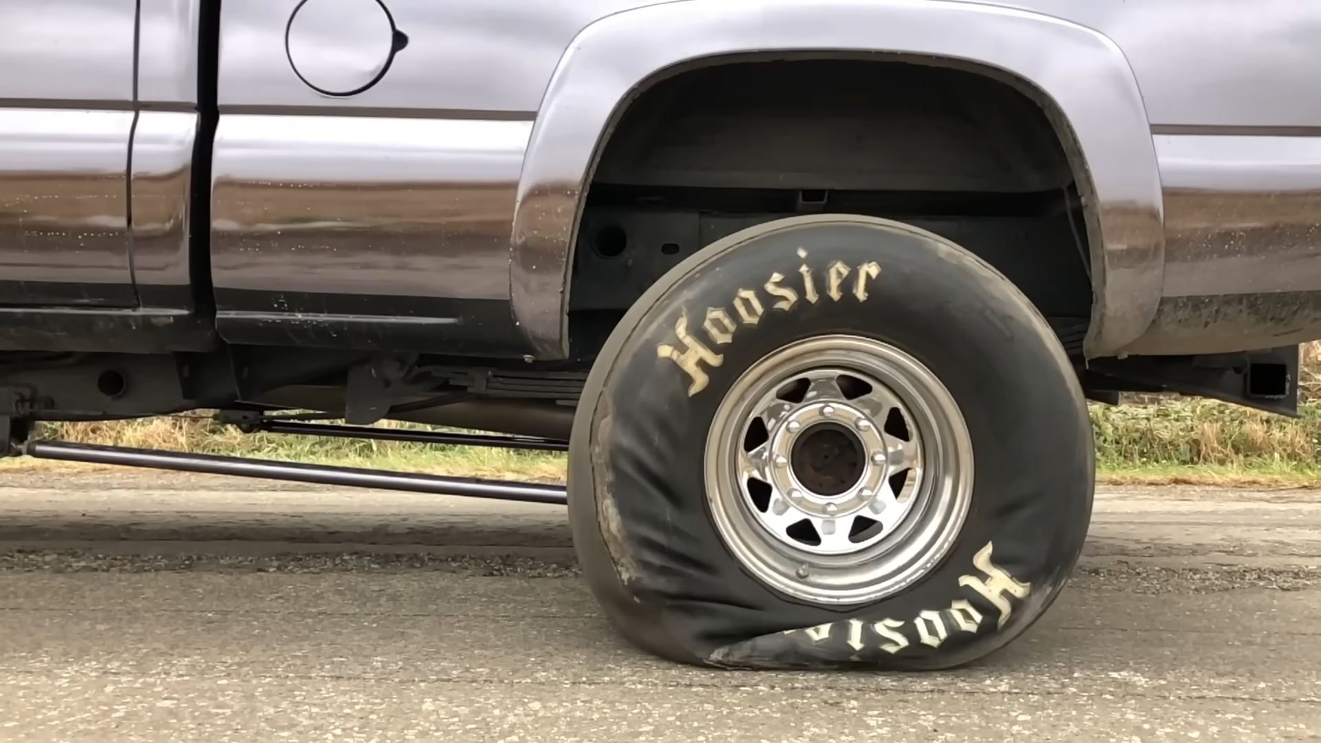 He lowered the tire pressure until the slicks went flat - then launched