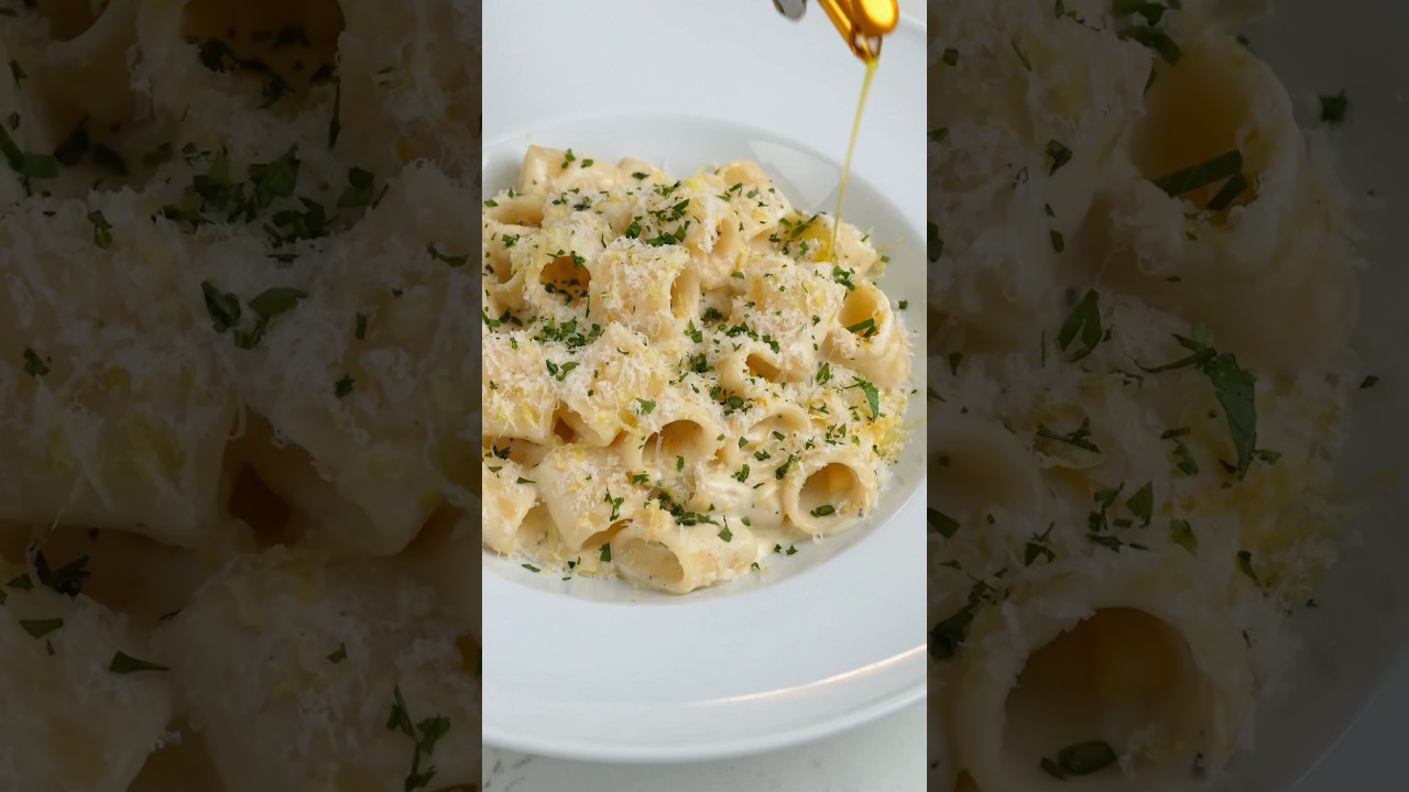 Creamy lemon ricotta rigatoni with summer squash