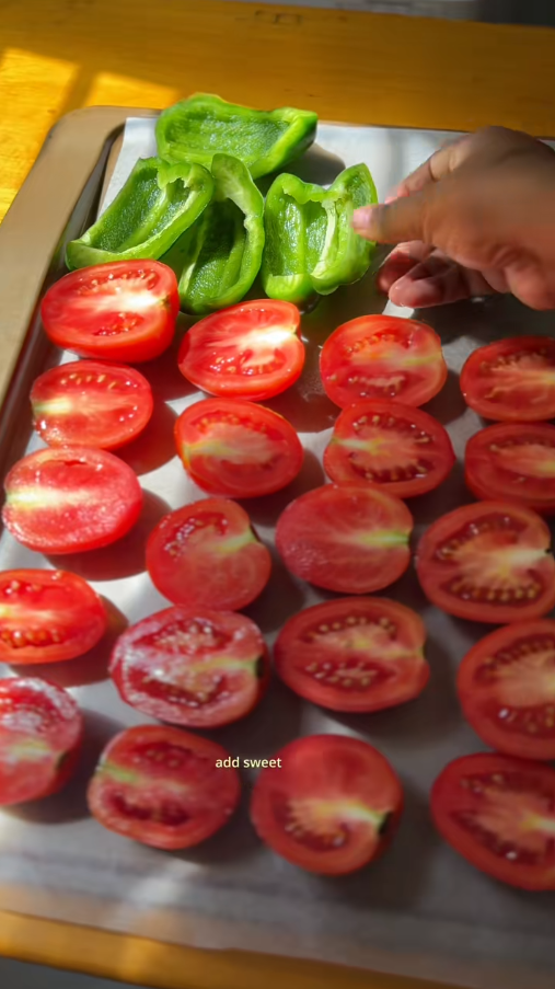 The easiest fresh tomato soup with roasted ingredients