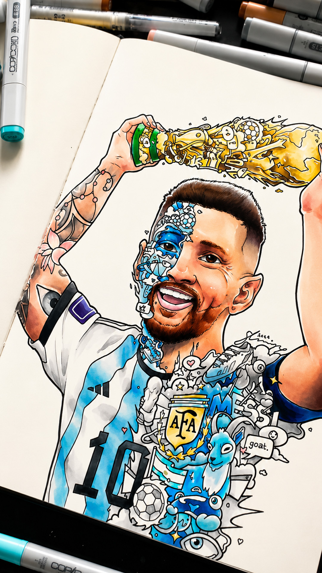 I drew Lionel Messi in a fun doodle style