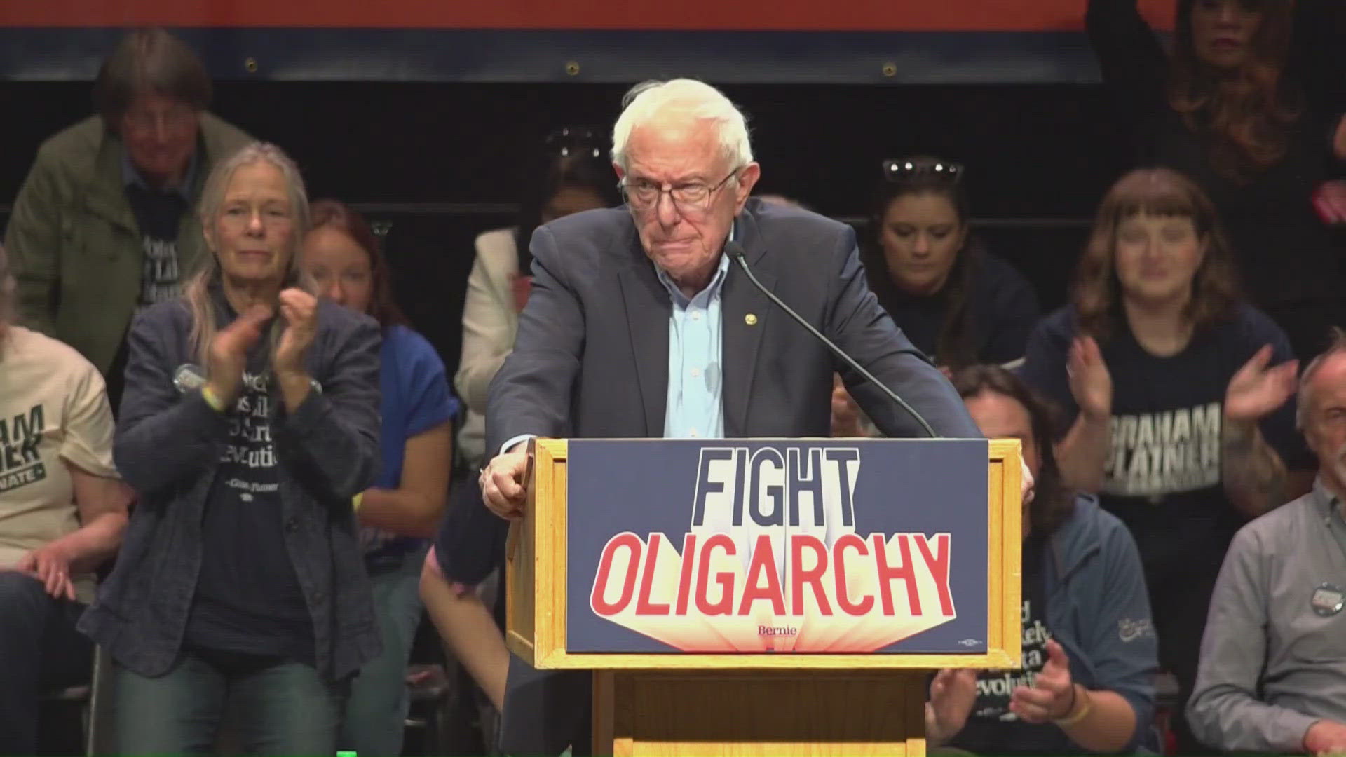 Bernie Sanders campaigns with Graham Platner and Troy Jackson in Orono
