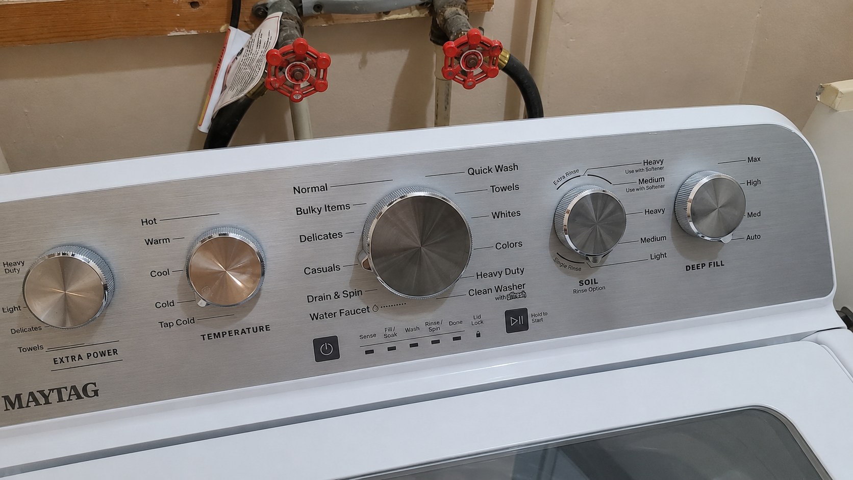 How to reset and recalibrate a new style Maytag washer