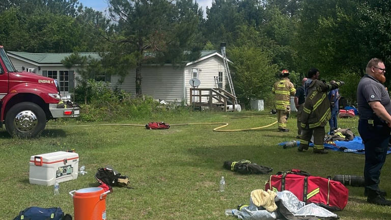 Crews battle large fire on Bluetick Trail in Aiken