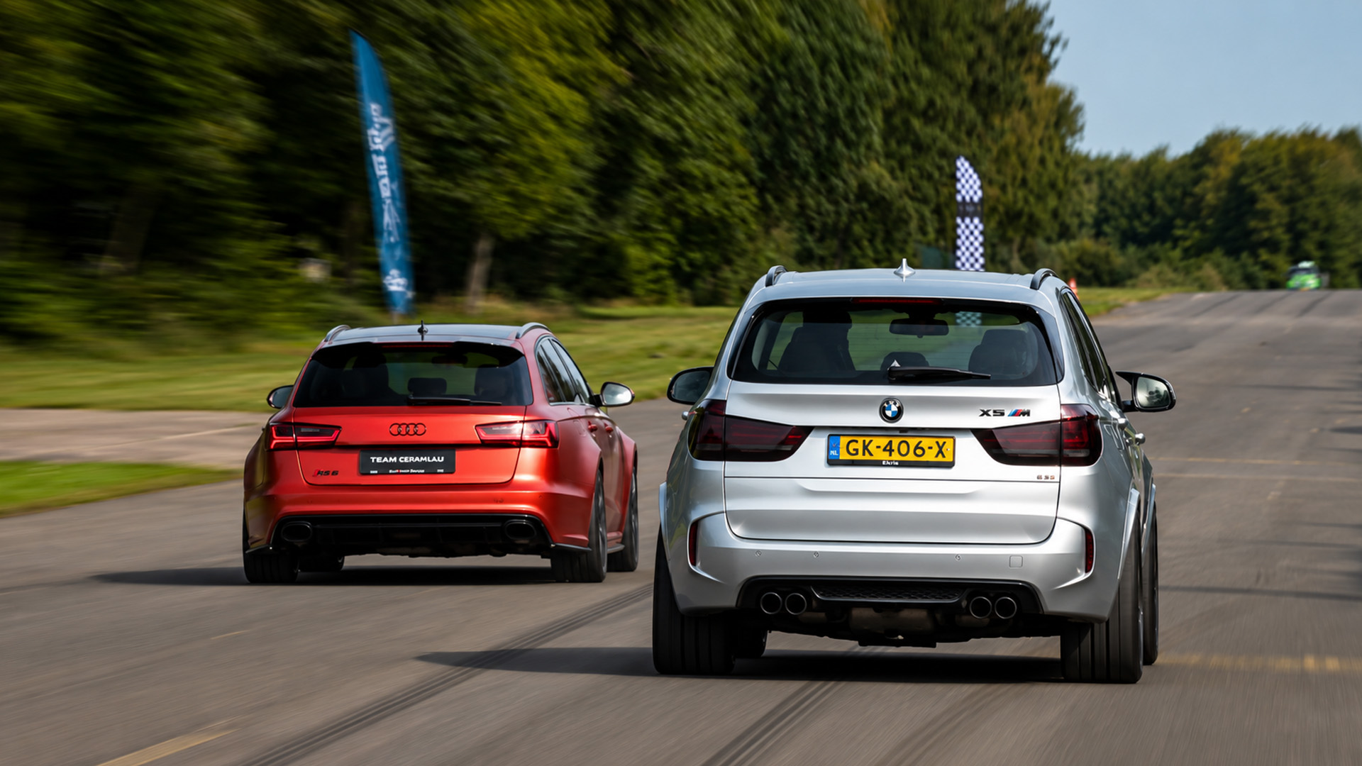 Can an Audi RS6 win against BMW X5 M in straight line battle?