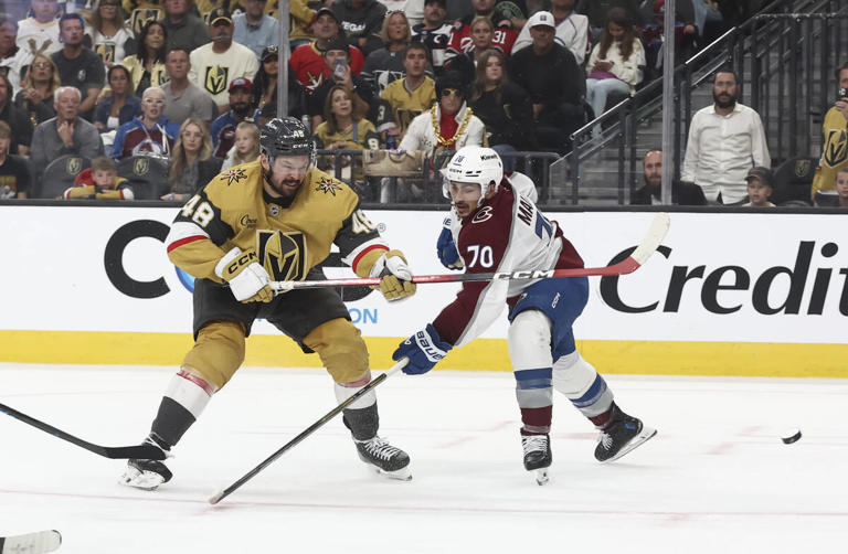 Knights notebook: Hertl’s timely goal, MacKinnon hobbled highlight Game 3